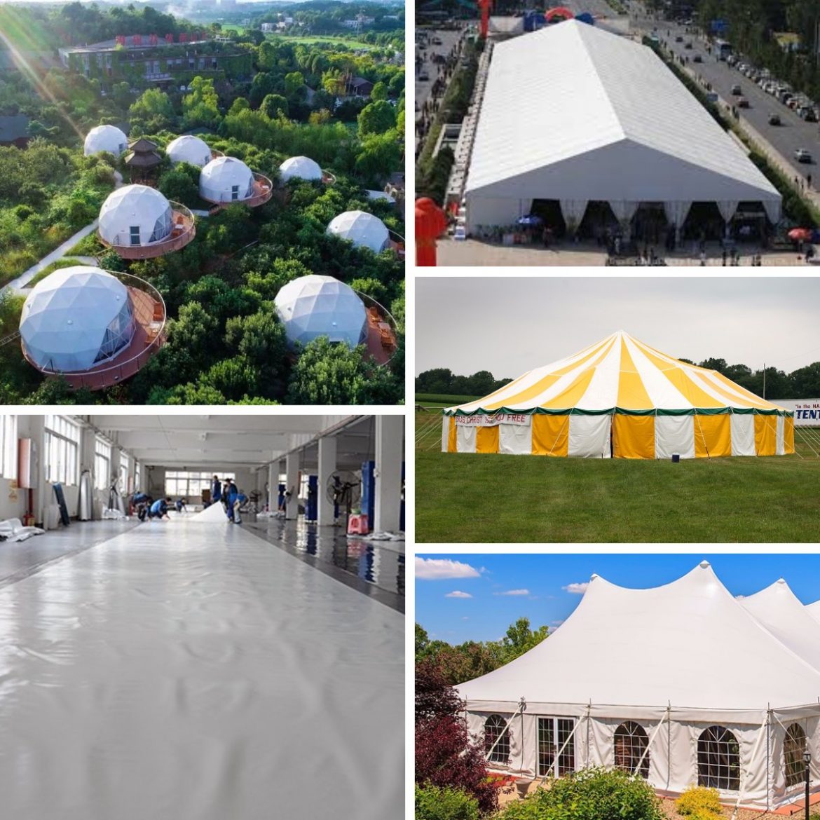 Tent fabric made of heavy duty plastic tarpaulin sheet.