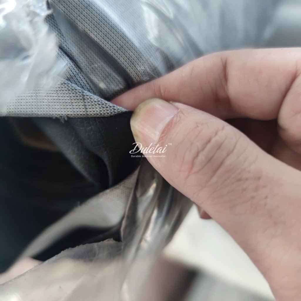 PVC leather stocklot is polyester based fabric laminated with pvc film